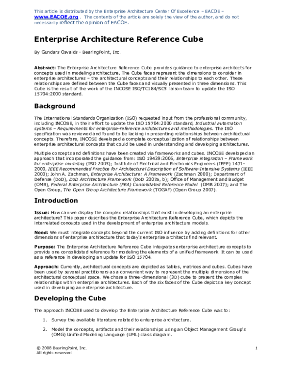 (PDF) Enterprise Architecture Reference Cube