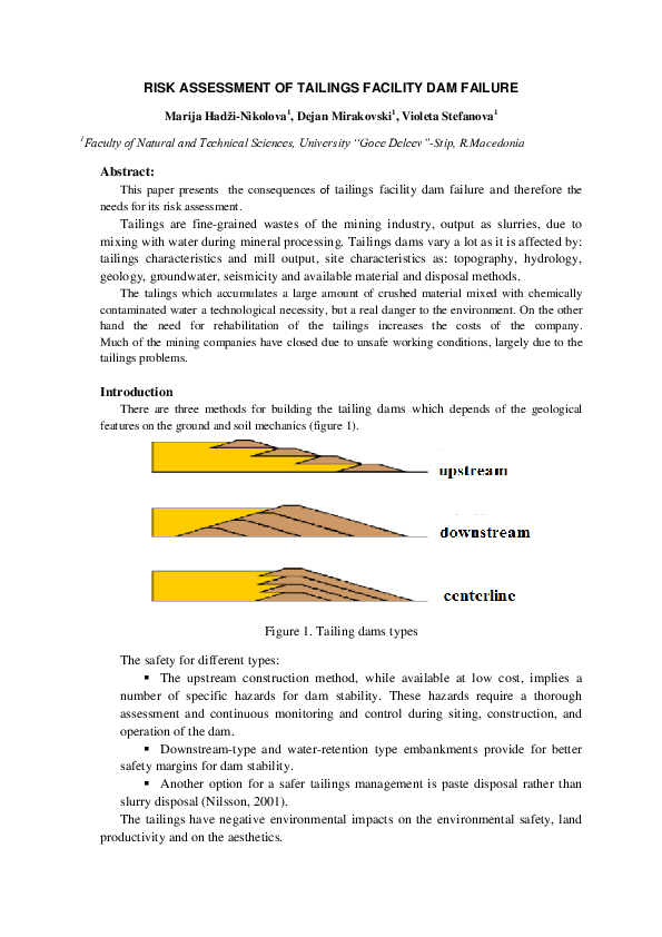 (DOC) Risk assessment of tailings facility dam failure