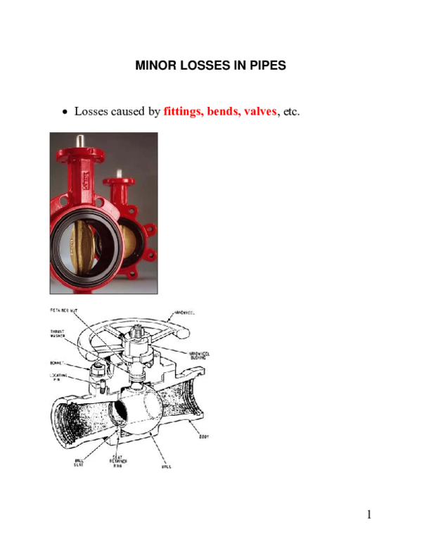 (PDF) Minor Losses in Pipes