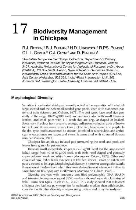 (PDF) Biodiversity management in chickpea.