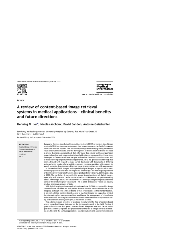 (PDF) A review of content-based image retrieval systems in medical ...