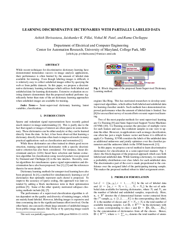 (PDF) Learning discriminative dictionaries with partially labeled data
