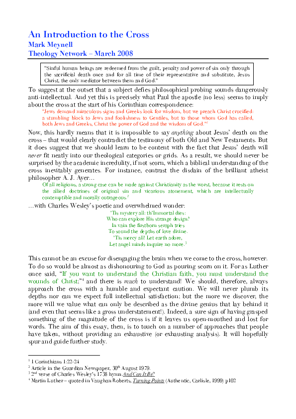 (PDF) Introduction to the Theology of the Cross