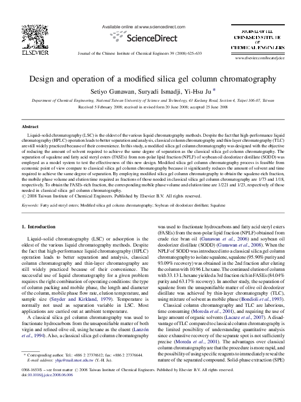 (PDF) Design and operation of a modified silica gel column chromatography