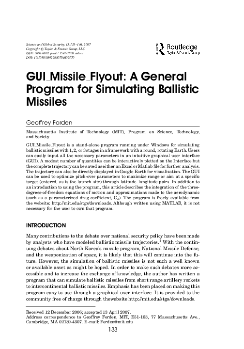 (PDF) GUI_Missile_Flyout: A General Program for Simulating Ballistic ...