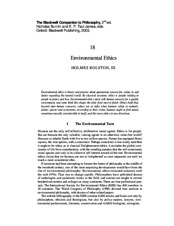 (PDF) Environmental Ethics