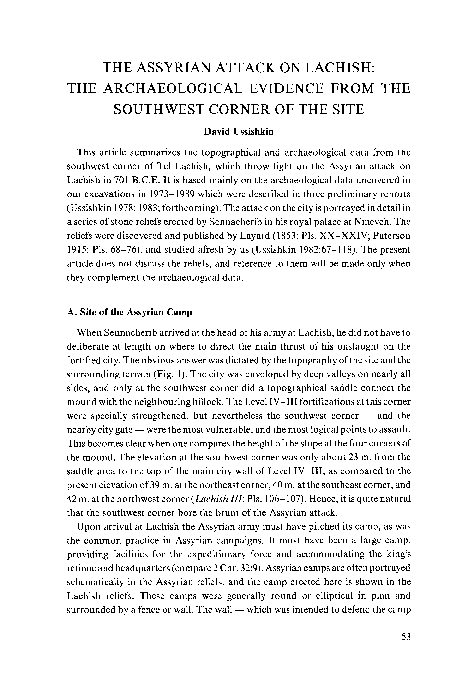 (PDF) The Assyrian Attack on Lachish: The Evidence from the Southwest ...