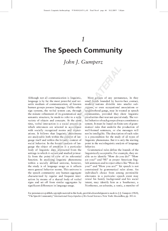 (PDF) The speech community