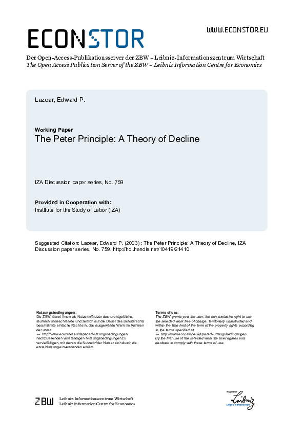 (PDF) The Peter principle: a theory of decline
