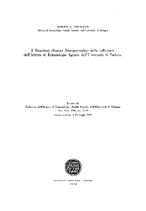 PANTALEONI R. A., 1990. - I Neurotteri (INSECTA NEUROPTEROIDEA) della ...