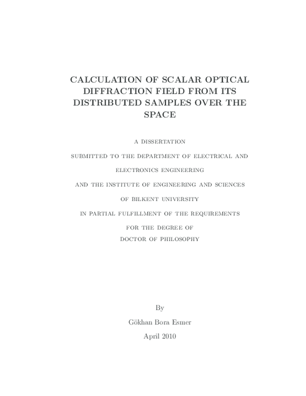 Pdf Calculating Optical Diffraction Field In Holography