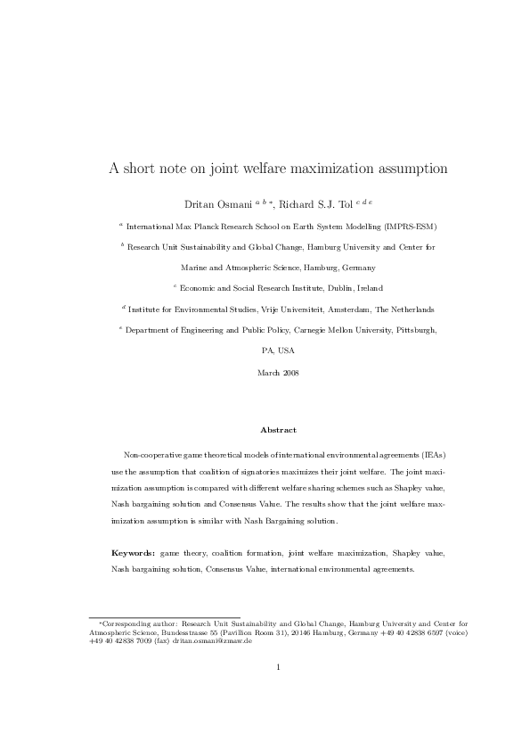 (PDF) A Short Note on Joint Welfare Maximization Assumption | Dritan ...