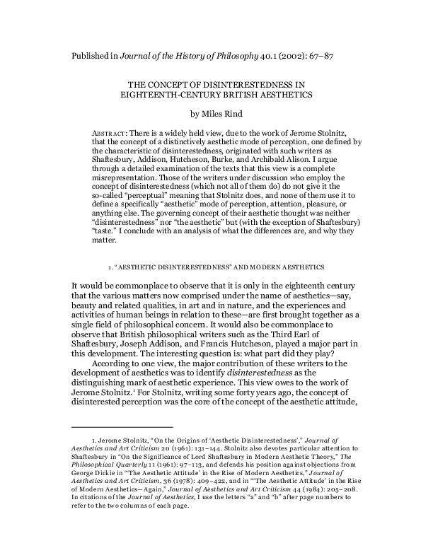 (PDF) The Concept of Disinterestedness In Eighteenth-Century British ...