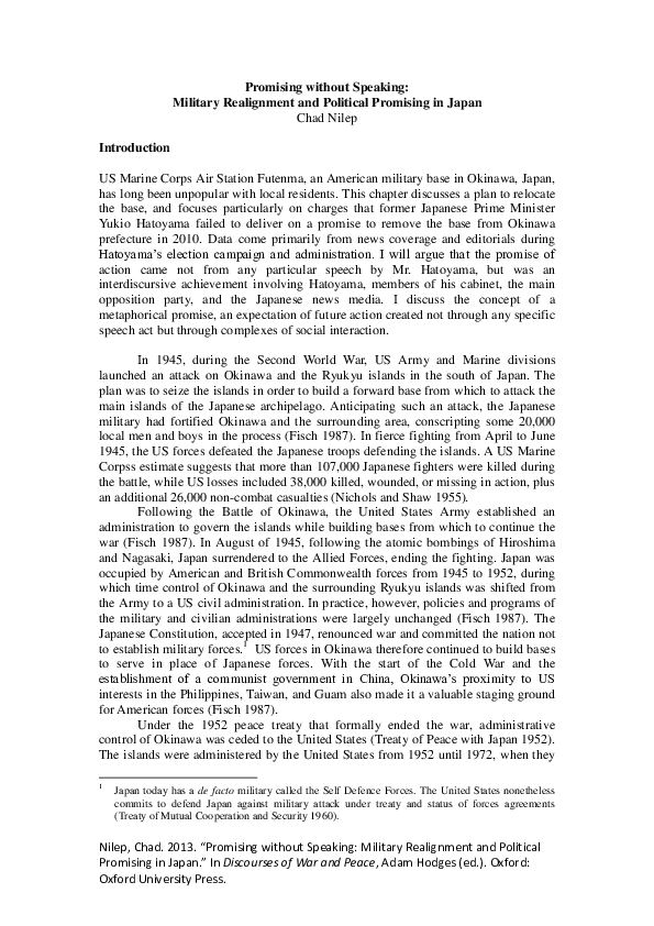 Promising without Speaking: Military Realignment and Political ...