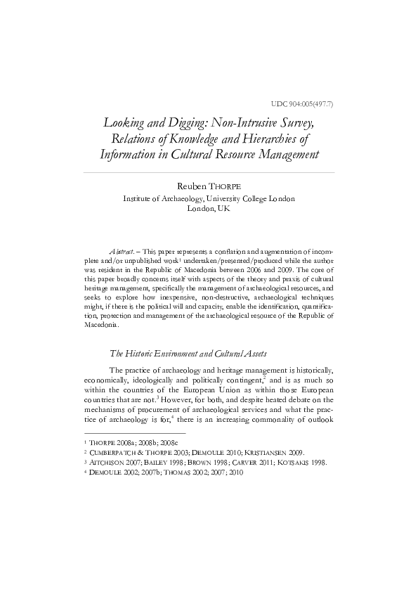 (PDF) Looking and Digging: Non-Intrusive Survey, Relations of Knowledge ...