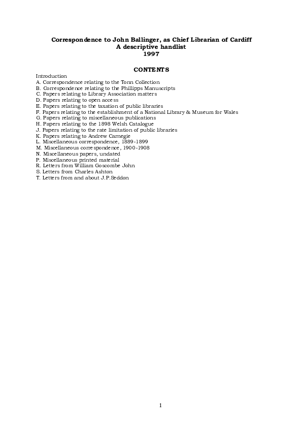 (PDF) Ballinger correspondence