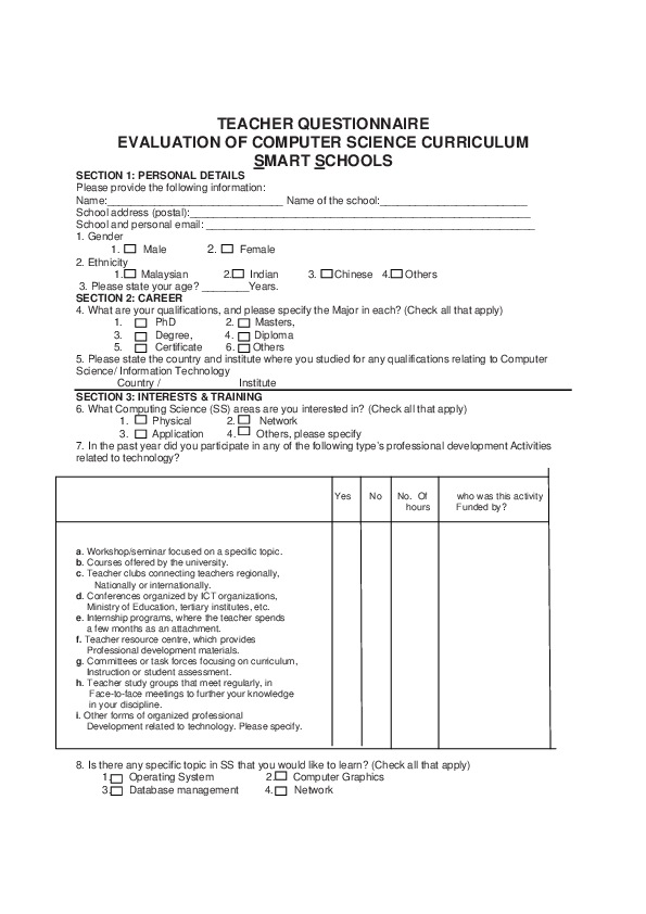 (PDF) TEACHER QUESTIONNAIRE