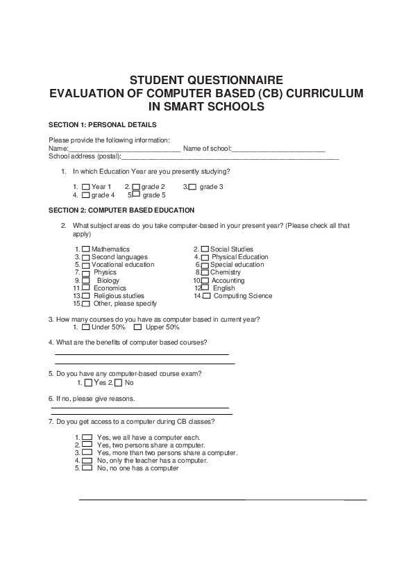 (PDF) STUDENT QUESTIONNAIRE