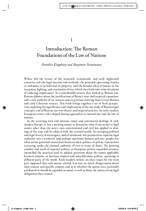 (PDF) Introduction: The Roman Foundations of the Law of Nations