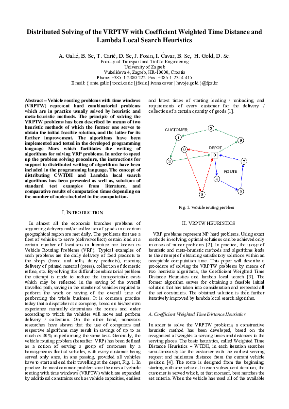 Pdf Distributed Solving Of The Vrptw With Coefficient Weighted Time