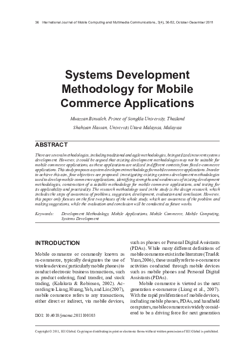 (PDF) Systems Development Methodology for Mobile Commerce Applications