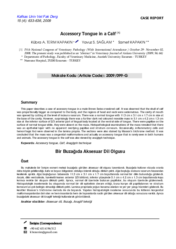 (PDF) Accessory Tongue in a Calf (1)