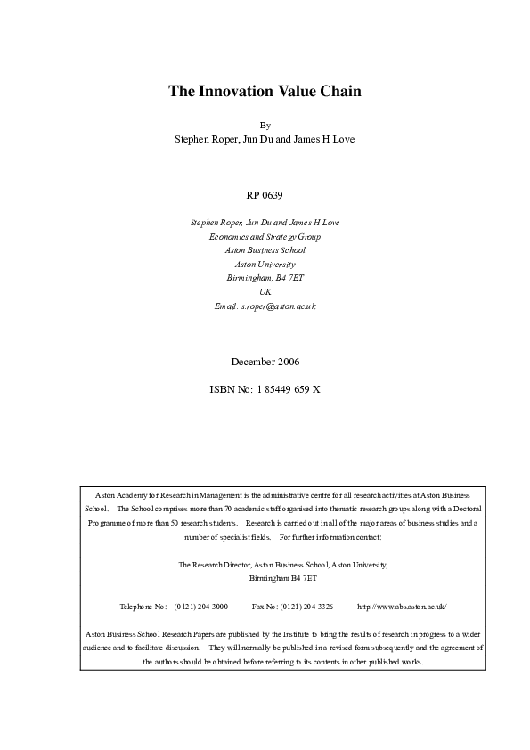 (PDF) The innovation value chain