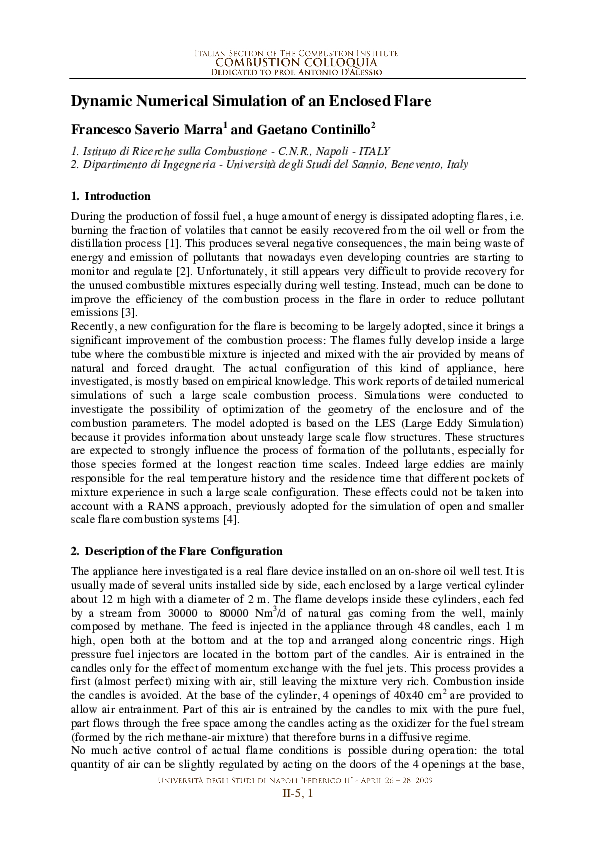 Pdf Dynamic Numerical Simulation Of An Enclosed Flare