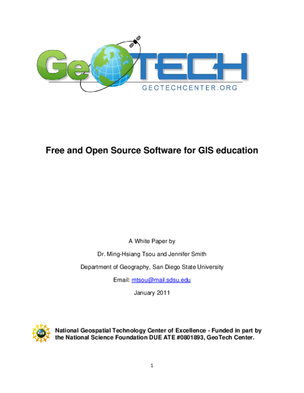 Pdf Free And Open Source Software For Gis Education