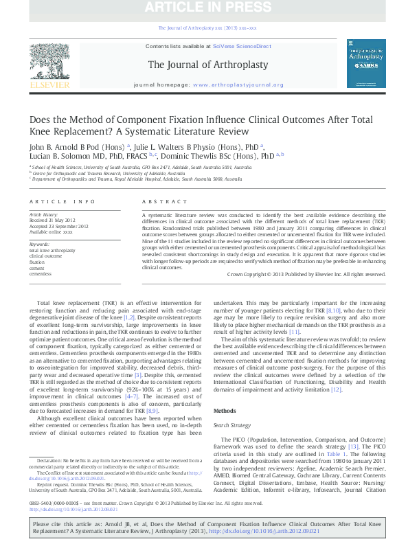 (PDF) Does the Method of Component Fixation Influence Clinical Outcomes ...