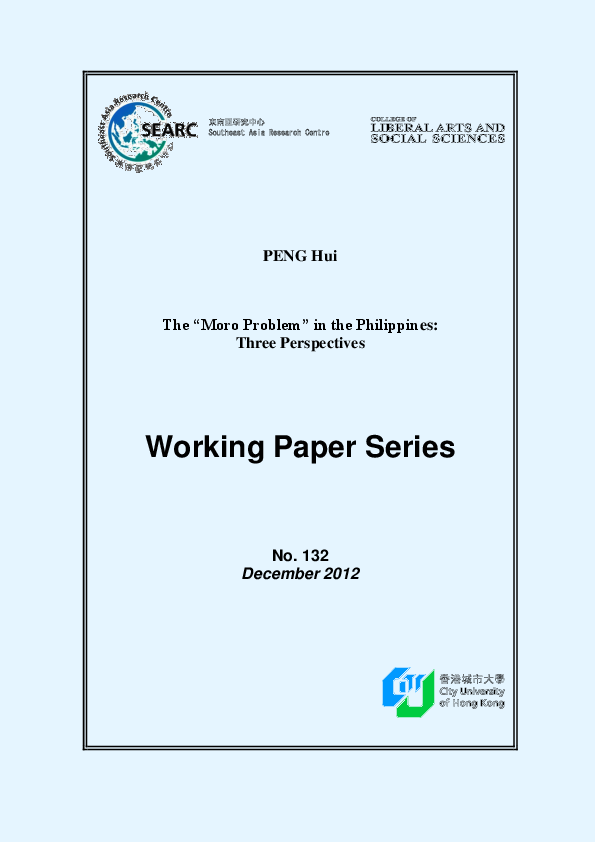 (PDF) The "Moro Problem" in the Philippines: Three Perspectives
