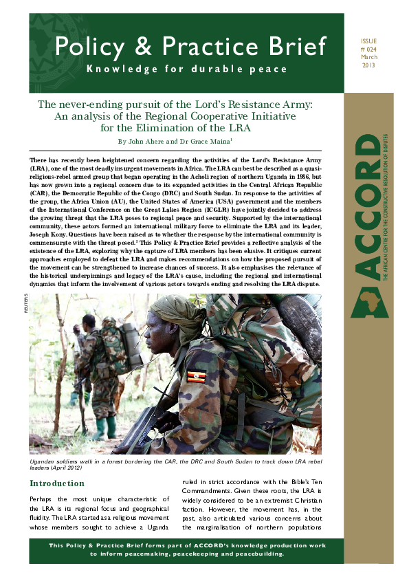 (PDF) The never-ending pursuit of the Lord's Resistance Army: An ...