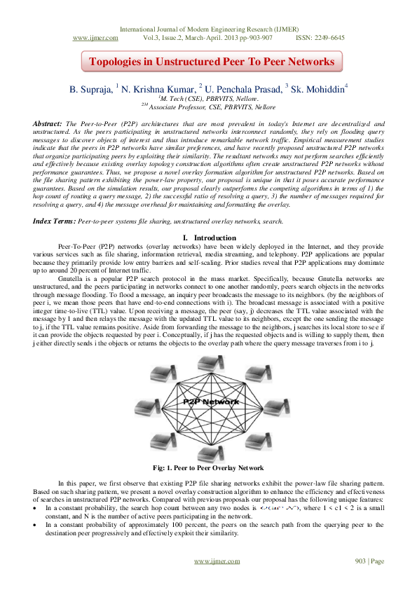 Pdf Topologies In Unstructured Peer To Peer Networks