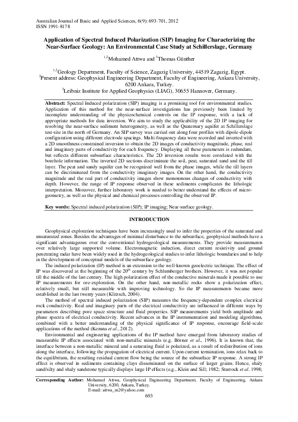 (PDF) Application of Spectral Induced Polarization (SIP) Imaging for ...