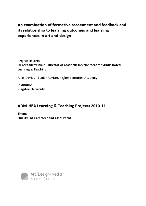 (PDF) Formative assessment in Art and Design