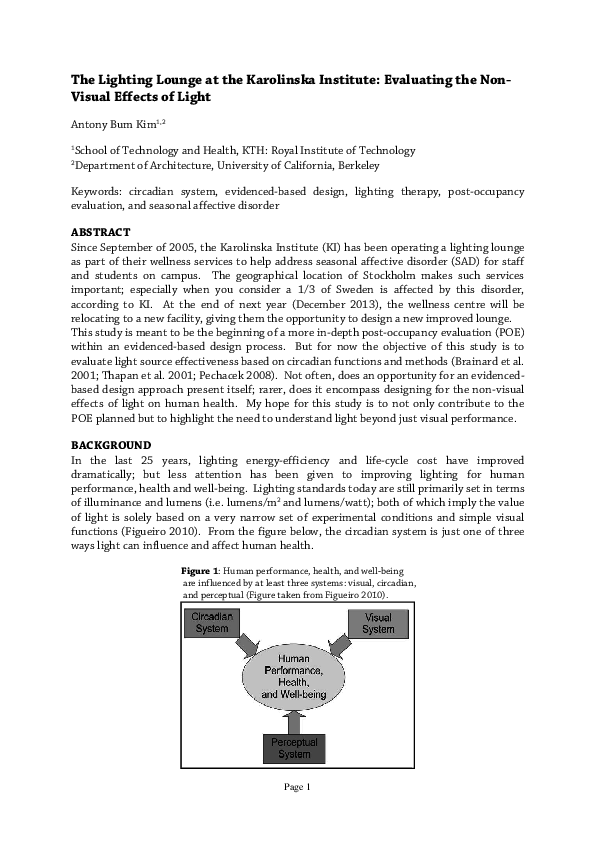(PDF) The Lighting Lounge at the Karolinska Institute: Evaluating the ...