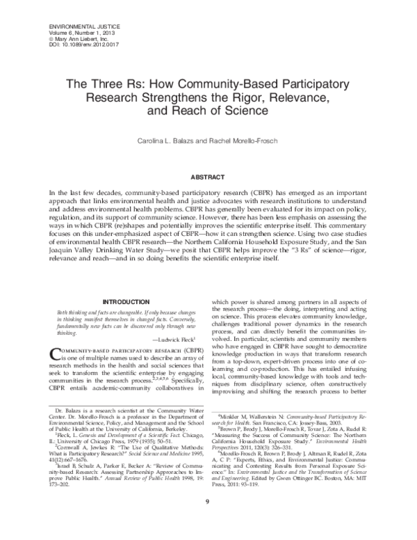(PDF) The Three Rs: How Community-Based Participatory Research ...
