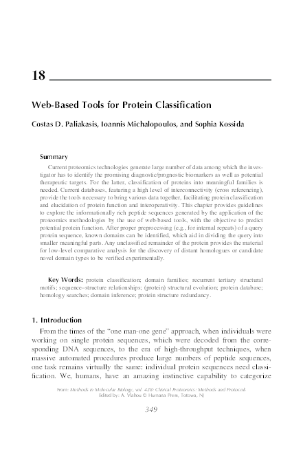 (PDF) Web-based tools for protein classification