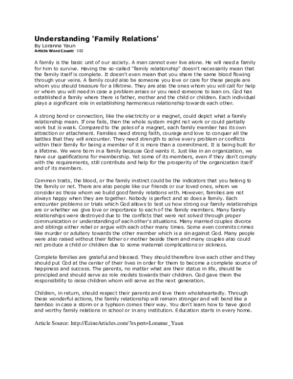 (DOC) Understanding Family Relations