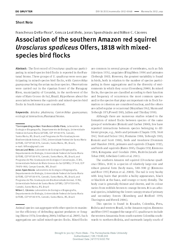 (PDF) Association of the southern Amazon red squirrel Urosciurus ...