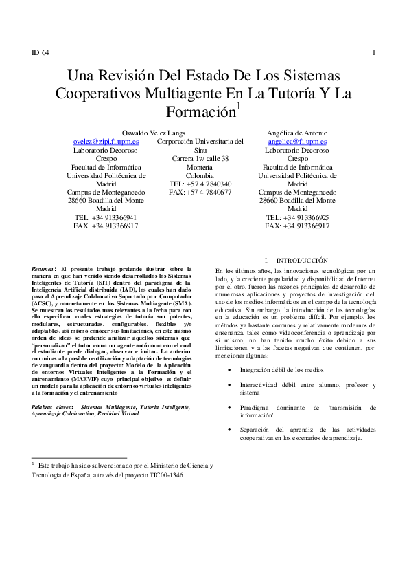 (PDF) Una Revisión Del Estado De Los Sistemas Cooperativos Multiagente ...