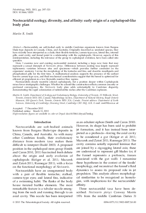 (PDF) Nectocaridid ecology, diversity and affinity: early origin of a ...
