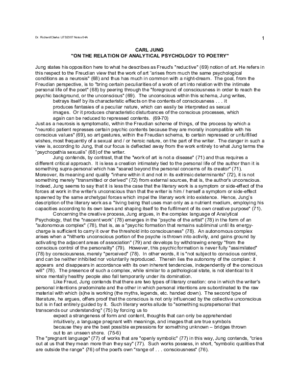 (PDF) On the relation of analytical psychology to poetry