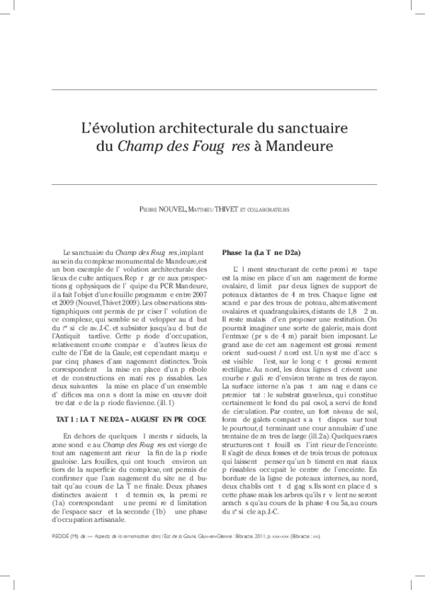 L’évolution architecturale du sanctuaire du Champ des Fougères à Mandeure