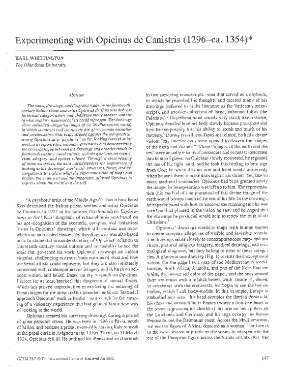 (PDF) Experimenting with Opicinus de Canistris (1296-ca.1354)