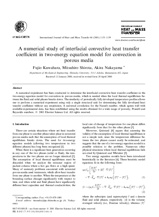 (PDF) A numerical study of interfacial convective heat transfer coefficient in two-energy ...