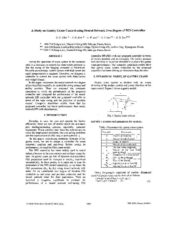(PDF) A study on gantry crane control using neural network two degree of PID controller