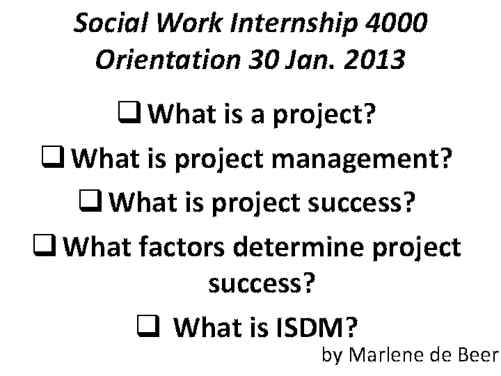 (PDF) de Beer, M. 2013. Introduction to Project Management. Social Work ...