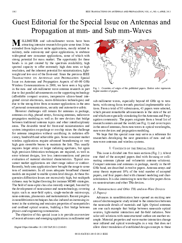 Pdf Guest Editorial For The Special Issue On Antennas And Propagation At Mm And Sub Mm Waves