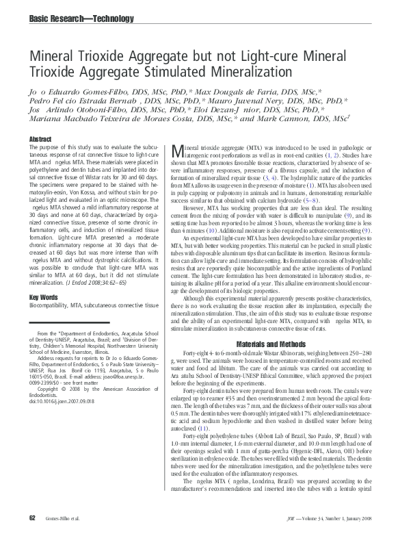 (PDF) Mineral Trioxide Aggregate but not Light-cure Mineral Trioxide ...